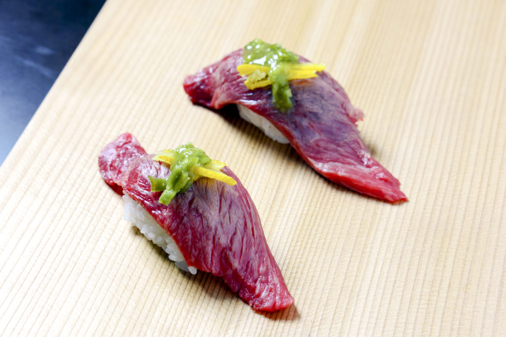 Aburi (slightly roasted) Beef Sushi – Kinjirushi Wasabi International ...